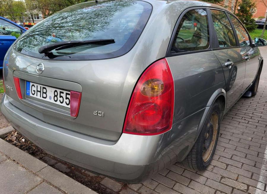 Grey Nissan Primera 2005 in Klaipeda, with an engine capacity of 1.87 L and mileage of 268 thousand km for 1200 €, photo 5 on AUTOMOTO.COM.LV