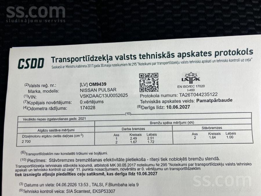 Синий Ниссан Пульсар 2016 в Талси, объемом двигателя 1.50 л и пробегом 174 тыс. км за 6500 €, фото 17 на AUTOMOTO.COM.LV
