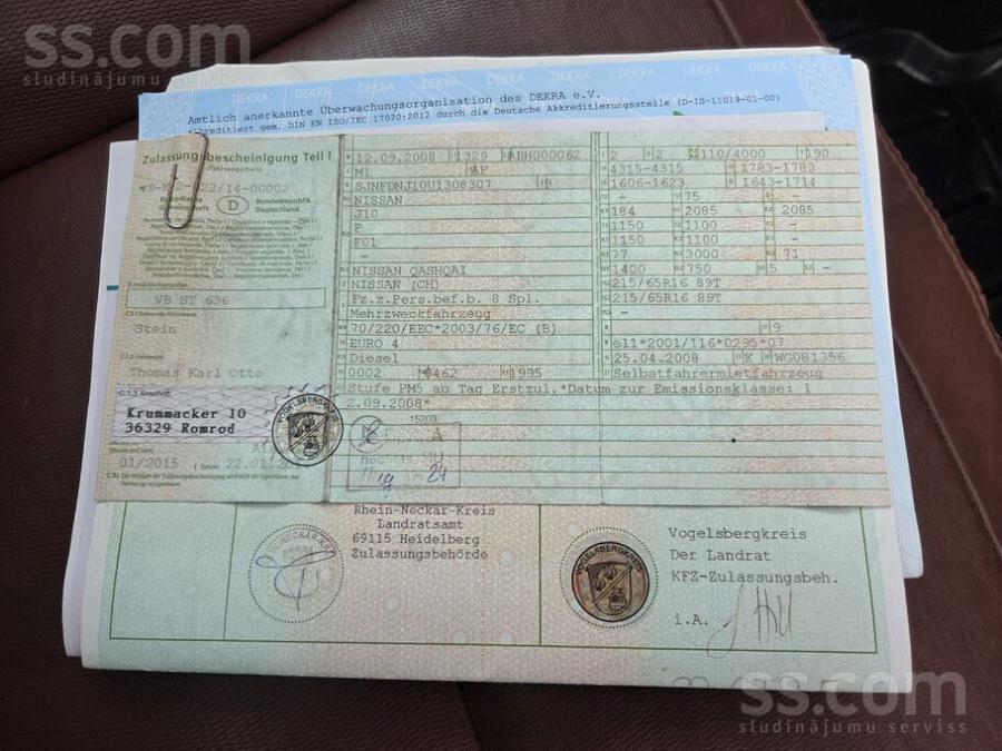 Черный Ниссан Кашкай 2008 в Бауска, объемом двигателя 2.00 л и пробегом 290 тыс. км за 5190 €, фото 27 на AUTOMOTO.COM.LV