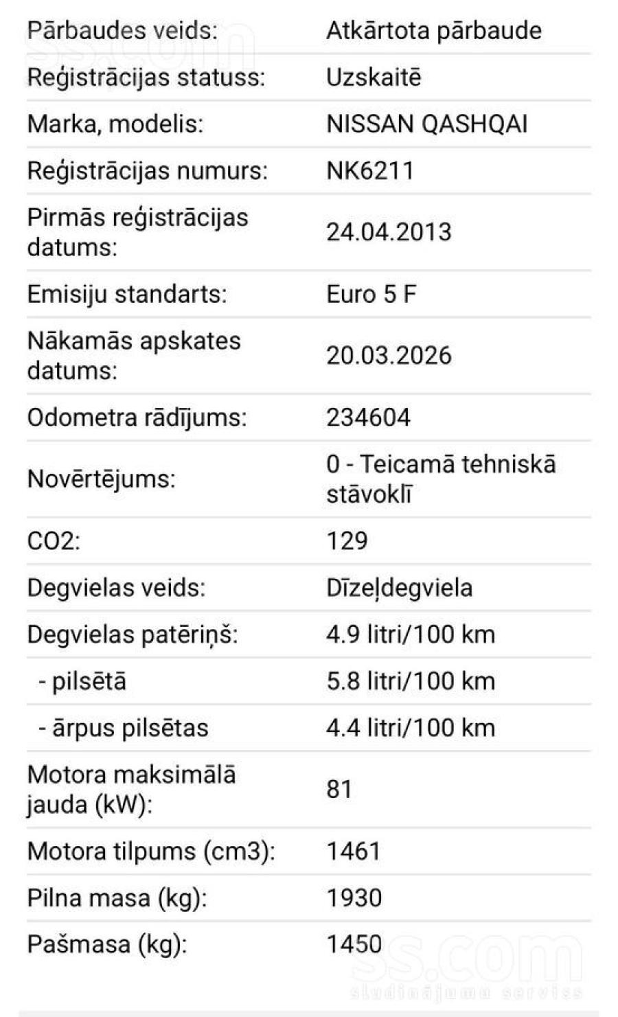 Black Nissan Qashqai 2013 in Riga, with an engine capacity of 1.50 L and mileage of 249 thousand km for 7500 €, photo 9 on AUTOMOTO.COM.LV