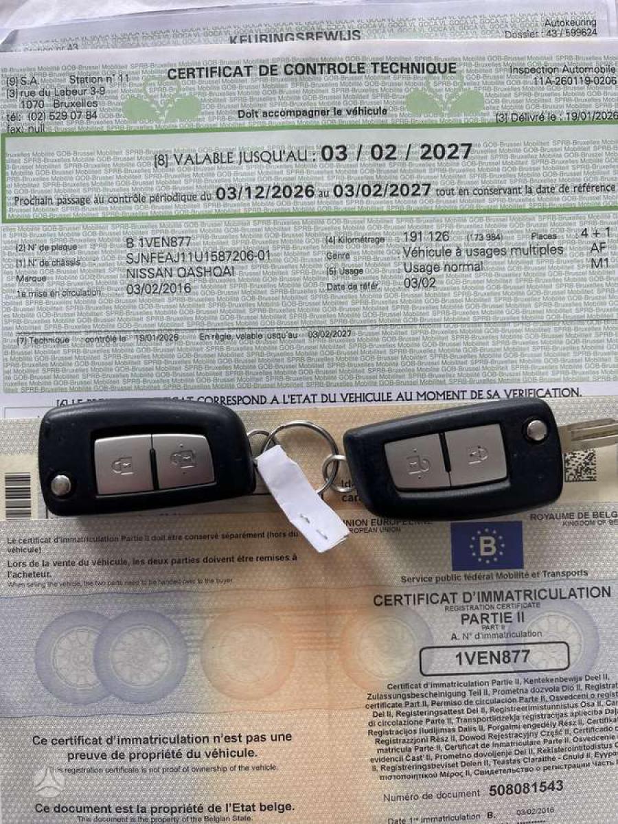 Brown Nissan Qashqai 2016 in Kaunas, with an engine capacity of 1.20 L and mileage of 190 thousand km for 7850 €, photo 18 on AUTOMOTO.COM.LV