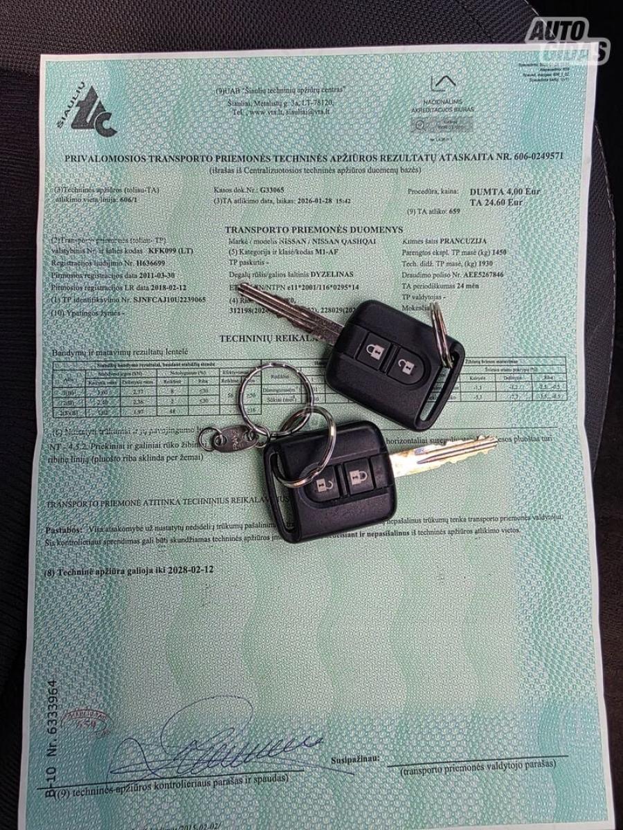 Nissan Qashqai 2011 in Radviliskis, with an engine capacity of 1.50 L and mileage of 3 thousand km for 4000 €, photo 25 on AUTOMOTO.COM.LV