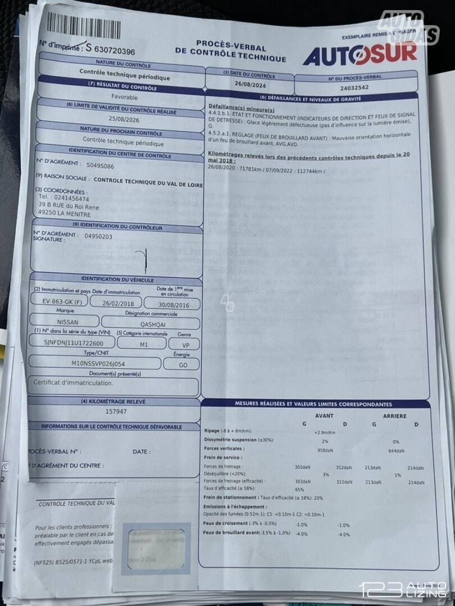 Nissan Qashqai 2016 in Taurage, with an engine capacity of 1.60 L and mileage of 185 thousand km for 8700 €, photo 26 on AUTOMOTO.COM.LV