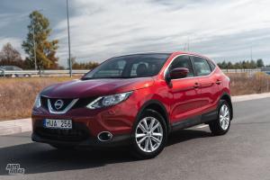 Sarkans Nissan Qashqai 2015 Viļņa, ar dzinēja tilpumu 1.20 L un nobraukumu 126 tūkst. km par 8500 €, foto  vietnē AUTOMOTO.COM.LV