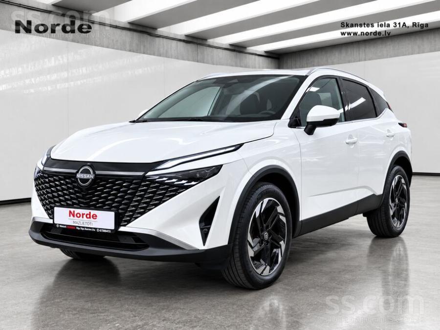 White Nissan Qashqai 2025 in Riga, with an engine capacity of 1.30 L and mileage of 25 thousand km for 27890 €, photo 1 on AUTOMOTO.COM.LV