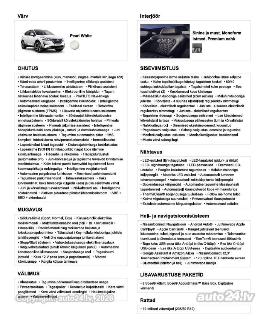 Белый Ниссан Кашкай 2023 в Таллин, объемом двигателя 1.30 л и пробегом 26 тыс. км за 26900 €, фото 17 на AUTOMOTO.COM.LV