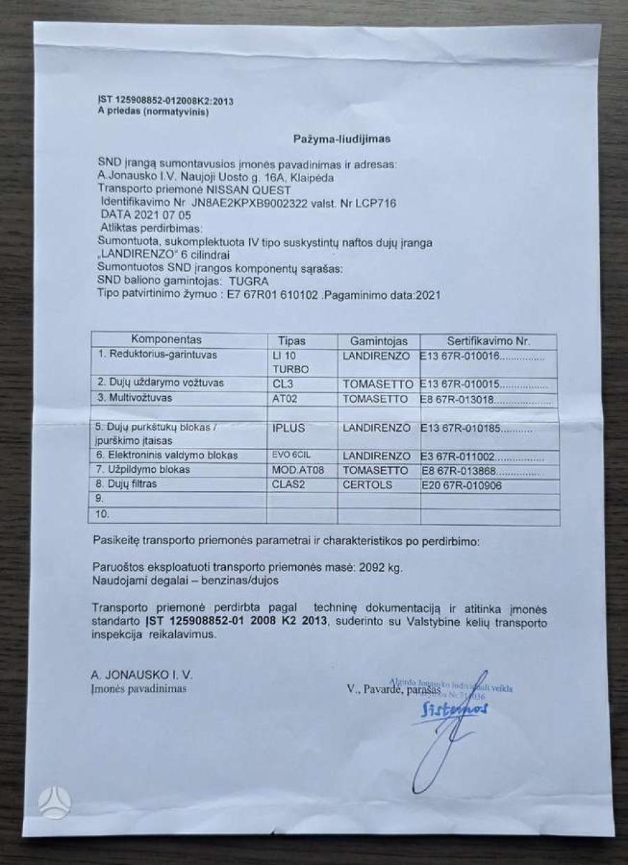 Серый Ниссан Квест 2011 в Вильнюс, объемом двигателя 3.50 л и пробегом 160 тыс. км за 13700 €, фото 24 на AUTOMOTO.COM.LV