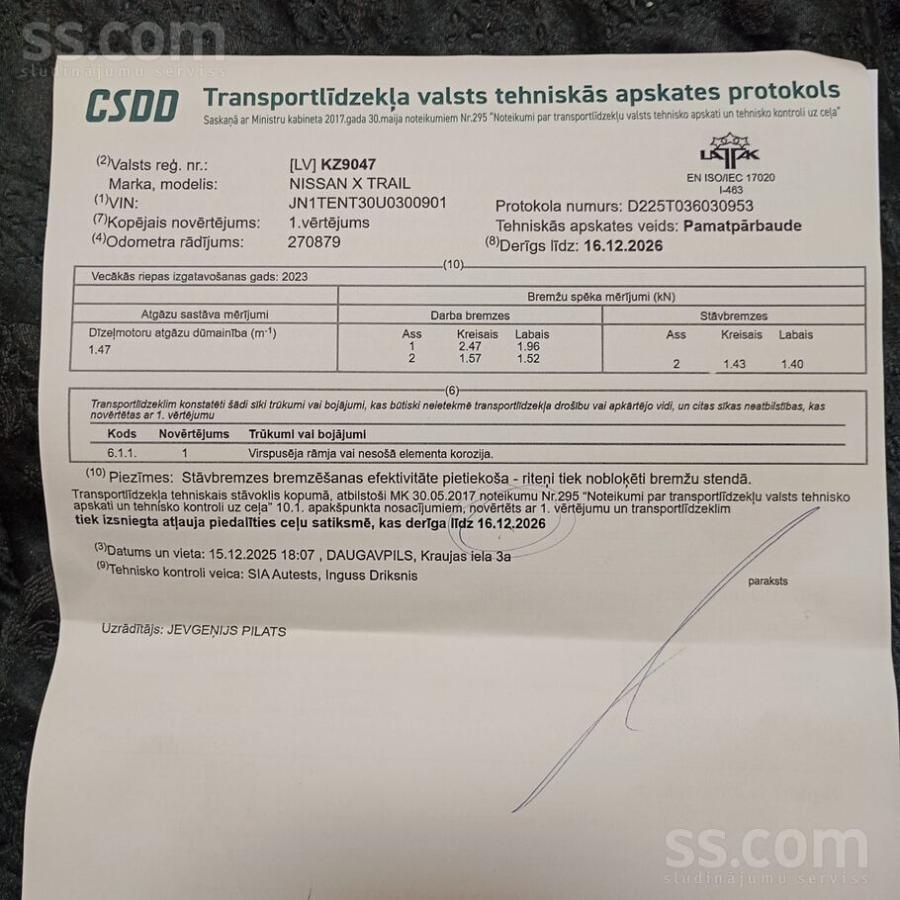 Ниссан ИксТрейл 2006 в Даугавпилс, объемом двигателя 2.20 л и пробегом 271 тыс. км за 3600 €, фото 9 на AUTOMOTO.COM.LV
