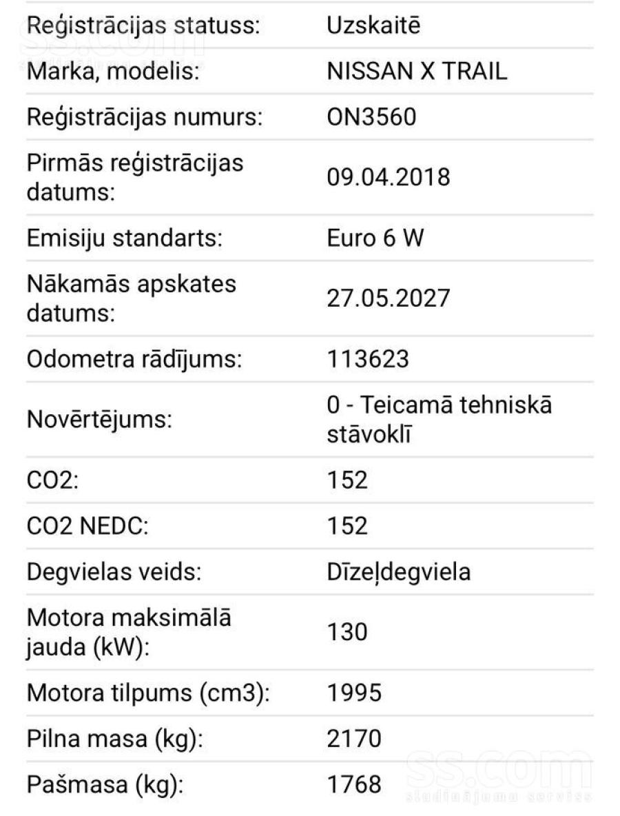Green Nissan X-Trail 2018 in Riga, with an engine capacity of 2.00 L and mileage of 114 thousand km for 12150 €, photo 19 on AUTOMOTO.COM.LV
