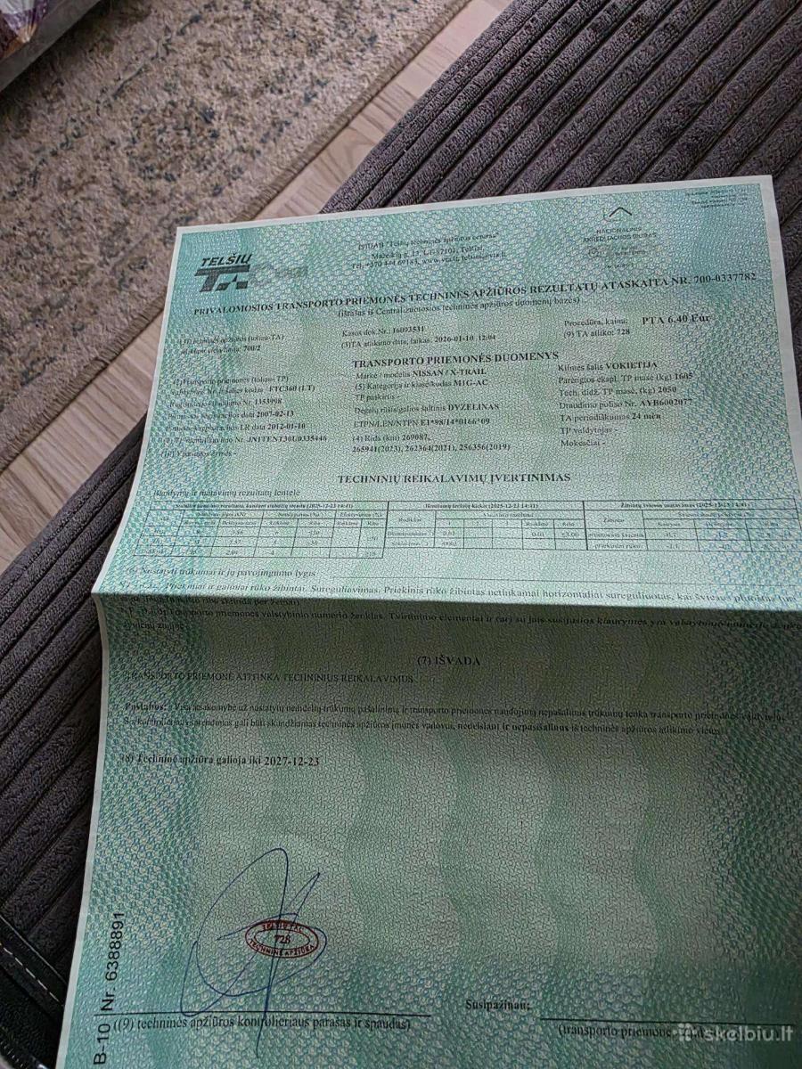 Серый Ниссан ИксТрейл 2007 в Тельшяй, объемом двигателя 2.20 л и пробегом 269 тыс. км за 1750 €, фото 14 на AUTOMOTO.COM.LV