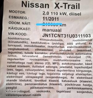 Grey Nissan X-Trail 2011 in Valga, with an engine capacity of 0.11 L and mileage of 267 thousand km for 7200 €, photo 10 on AUTOMOTO.COM.LV