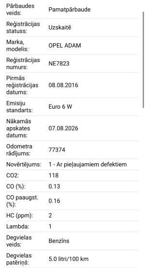 Opel Adam 2016 in Riga, with an engine capacity of 1.40 L and mileage of 83 thousand km for 6700 €, photo 26 on AUTOMOTO.COM.LV
