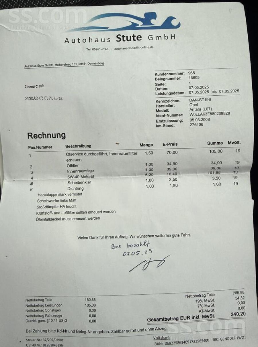 Melns Opel Antara 2008 Rīga, ar dzinēja tilpumu 2.00 L un nobraukumu 0 tūkst. km par 3990 €, foto 24 vietnē AUTOMOTO.COM.LV