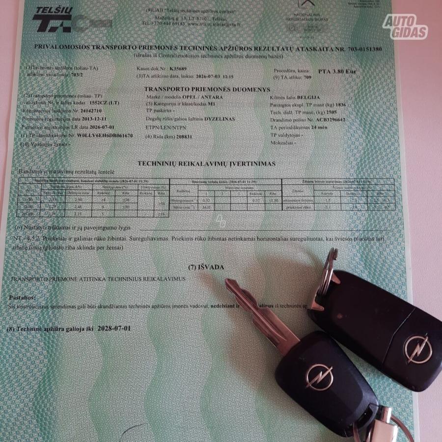 Pelēks Opel Antara 2013 Naujoji Akmenė, ar dzinēja tilpumu 2.20 L un nobraukumu 208 tūkst. km par 5500 €, foto 11 vietnē AUTOMOTO.COM.LV