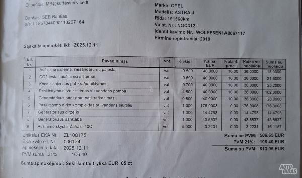 Черный Опель Астра 2010 в Каунас, объемом двигателя 2.00 л и пробегом 192 тыс. км за 3700 €, фото 10 на AUTOMOTO.COM.LV