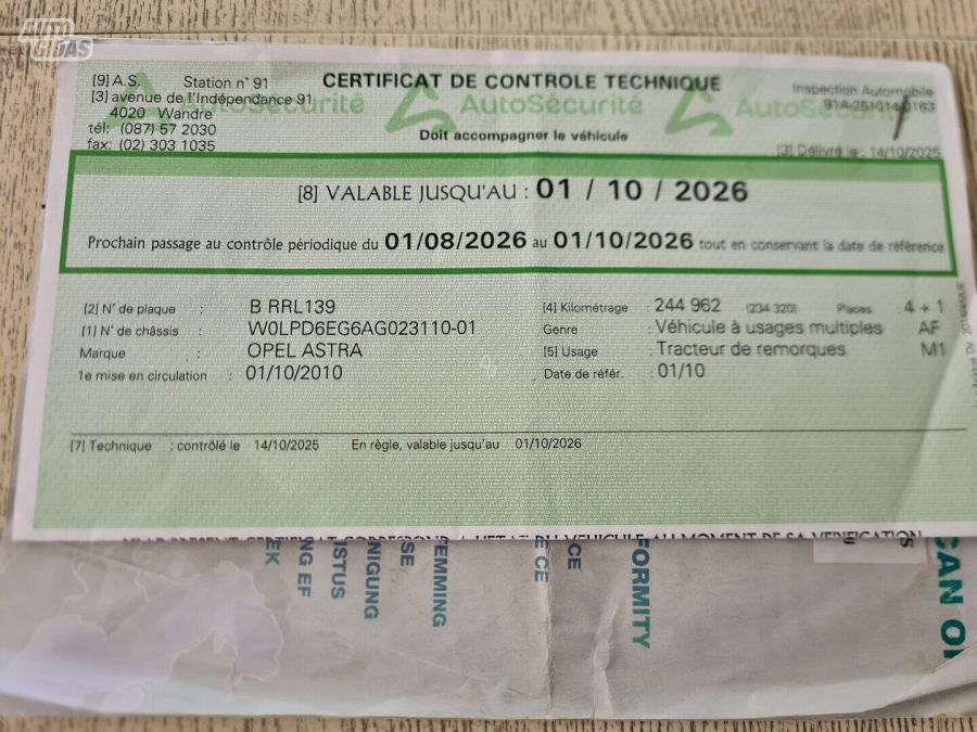Черный Опель Астра 2010 в Клайпеда, объемом двигателя 1.70 л и пробегом 250 тыс. км за 2999 €, фото 20 на AUTOMOTO.COM.LV