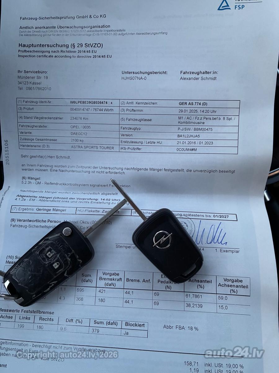 Черный Опель Астра 2016 в Тарту, объемом двигателя 1.60 л и пробегом 265 тыс. км за 4490 €, фото 15 на AUTOMOTO.COM.LV
