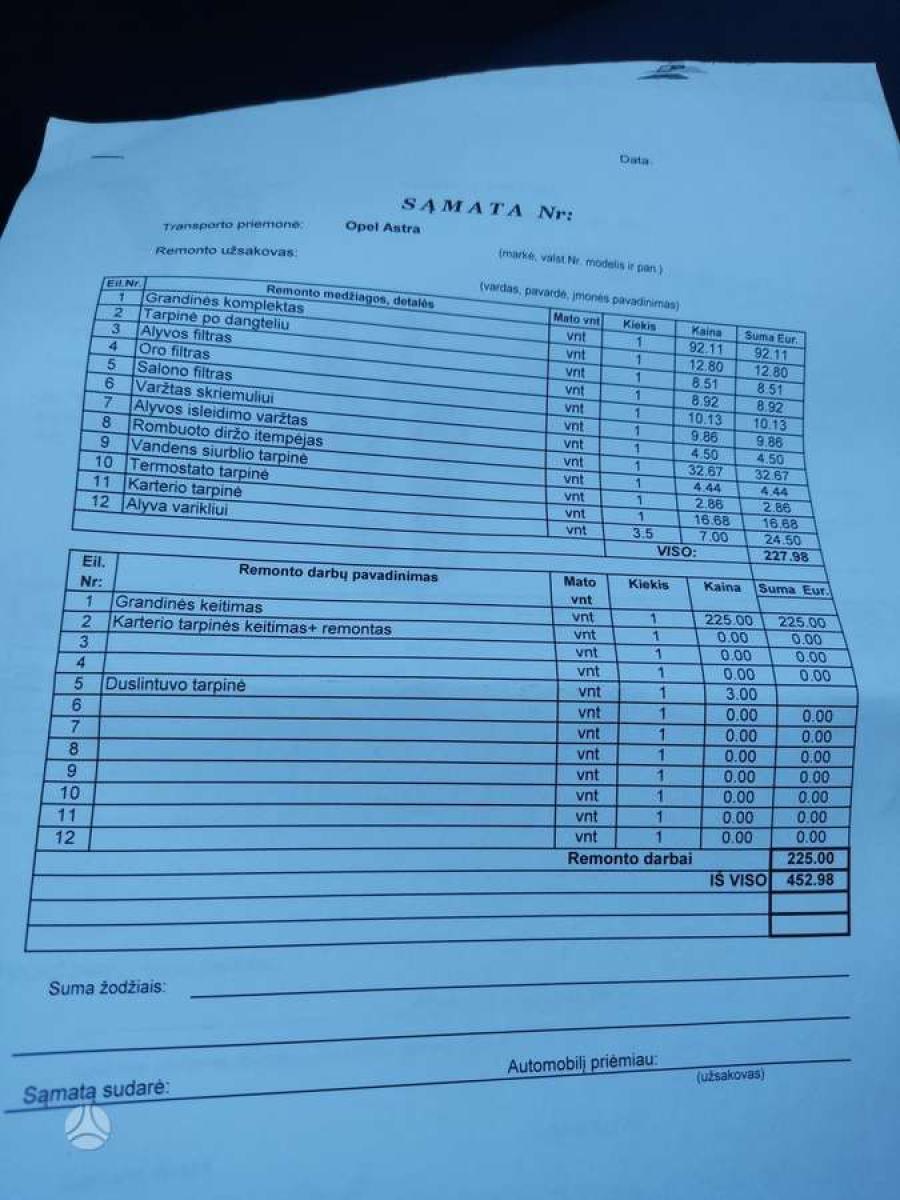 Синий Опель Астра 2008 в Купишкис, объемом двигателя 1.36 л и пробегом 400 тыс. км за 1200 €, фото 11 на AUTOMOTO.COM.LV