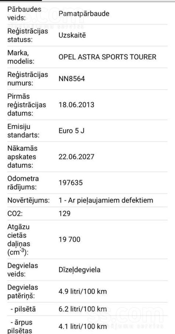 Blue Opel Astra 2014 in Riga, with an engine capacity of 2.00 L and mileage of 202 thousand km for 3600 €, photo 11 on AUTOMOTO.COM.LV