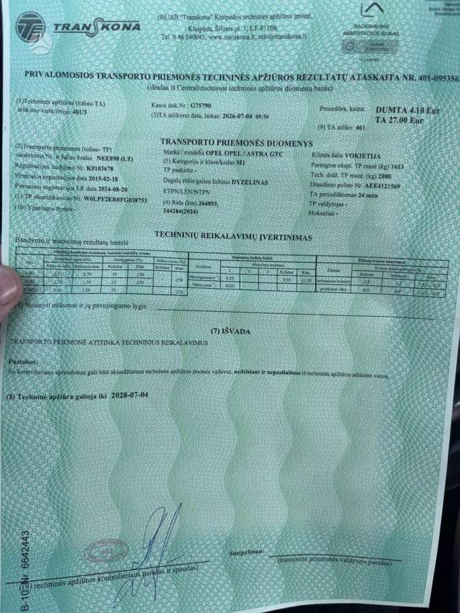 Серый Опель Астра 2015 в Гаргждай, объемом двигателя 1.96 л и пробегом 265 тыс. км за 8200 €, фото 30 на AUTOMOTO.COM.LV