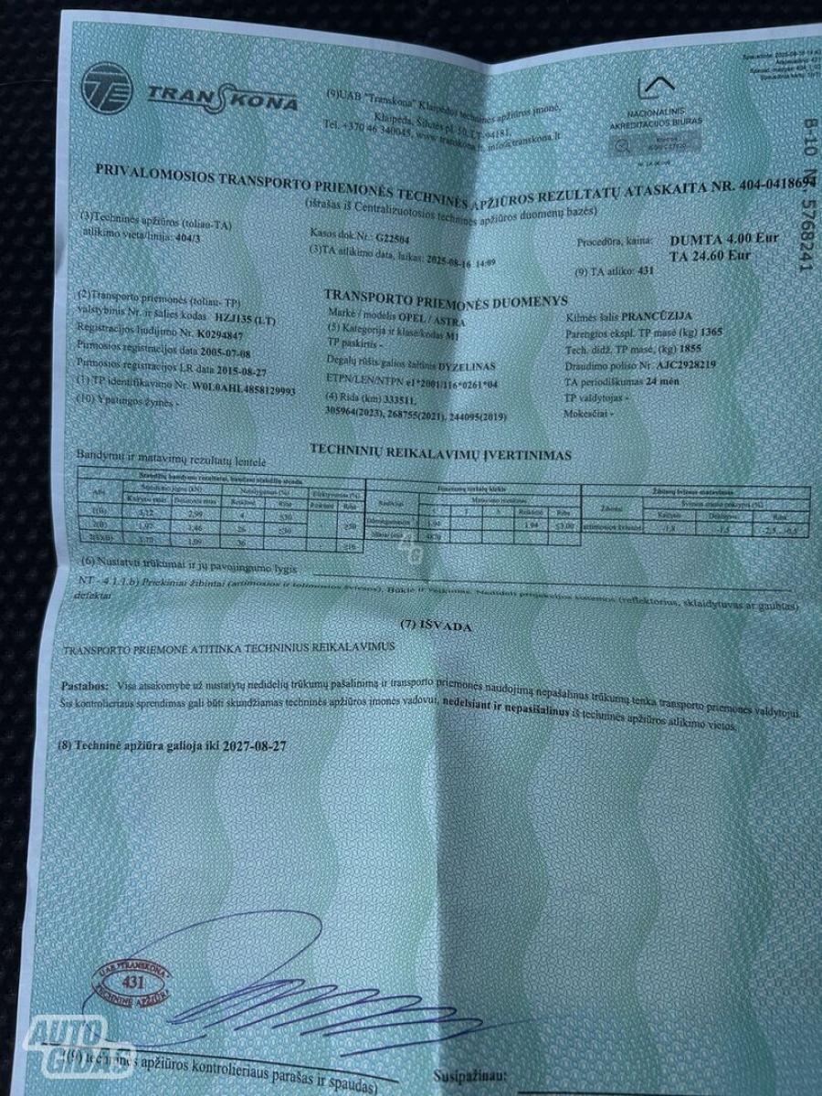 Pelēks Opel Astra 2005 Klaipėda, ar dzinēja tilpumu 1.70 L un nobraukumu 31 tūkst. km par 500 €, foto 8 vietnē AUTOMOTO.COM.LV