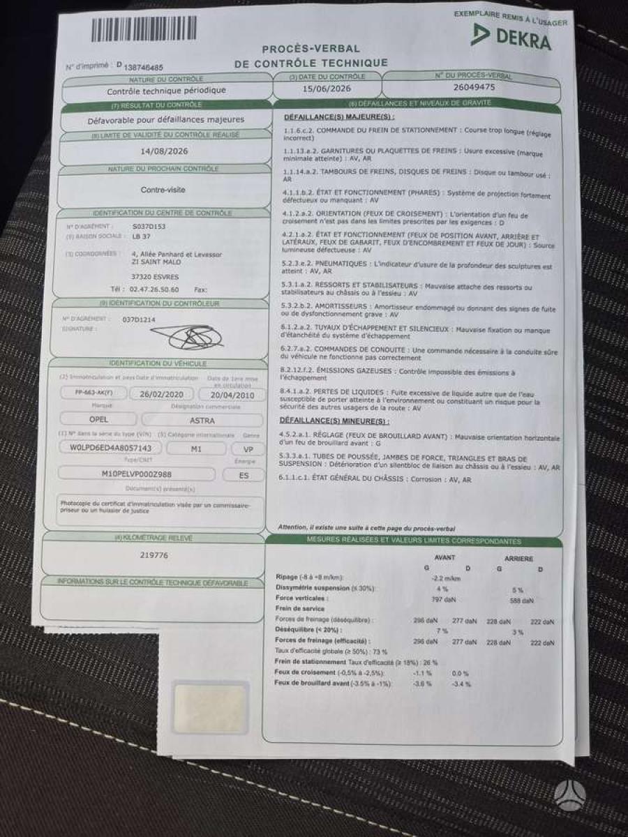 Pelēks Opel Astra 2010 Utena, ar dzinēja tilpumu 1.60 L un nobraukumu 219 tūkst. km par 3400 €, foto 16 vietnē AUTOMOTO.COM.LV