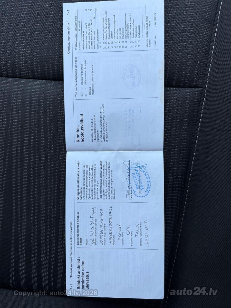 Pelēks Opel Astra 2010 Tallina, ar dzinēja tilpumu 1.60 L un nobraukumu 193 tūkst. km par 3399 €, foto 11 vietnē AUTOMOTO.COM.LV