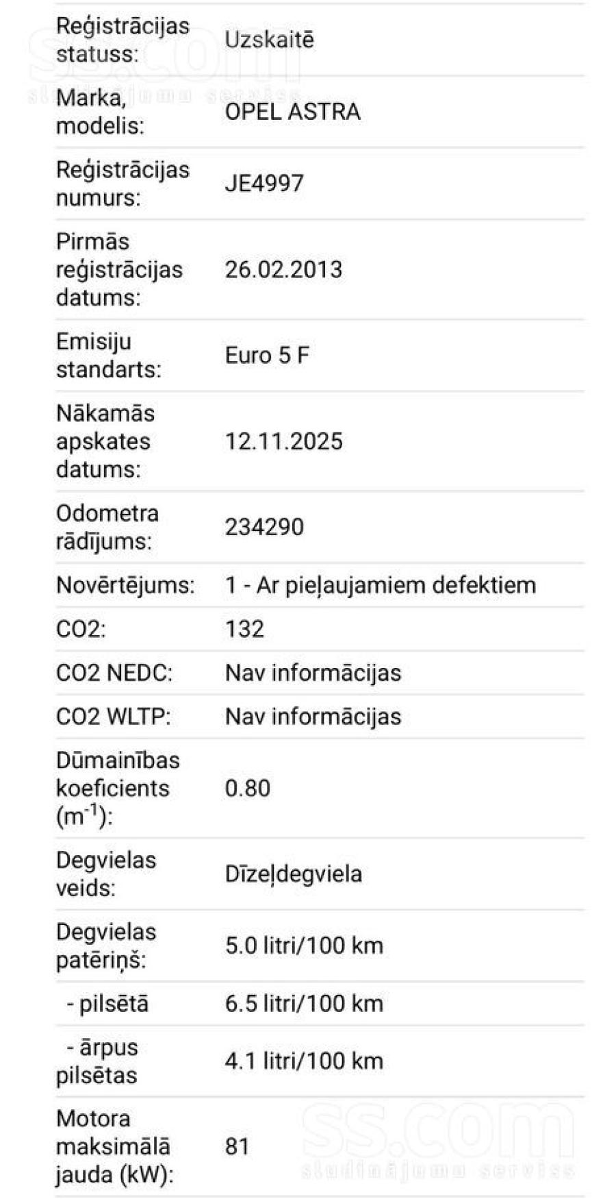 Pelēks Opel Astra 2013 Rīga, ar dzinēja tilpumu 1.70 L un nobraukumu 235 tūkst. km par 1999 €, foto 12 vietnē AUTOMOTO.COM.LV
