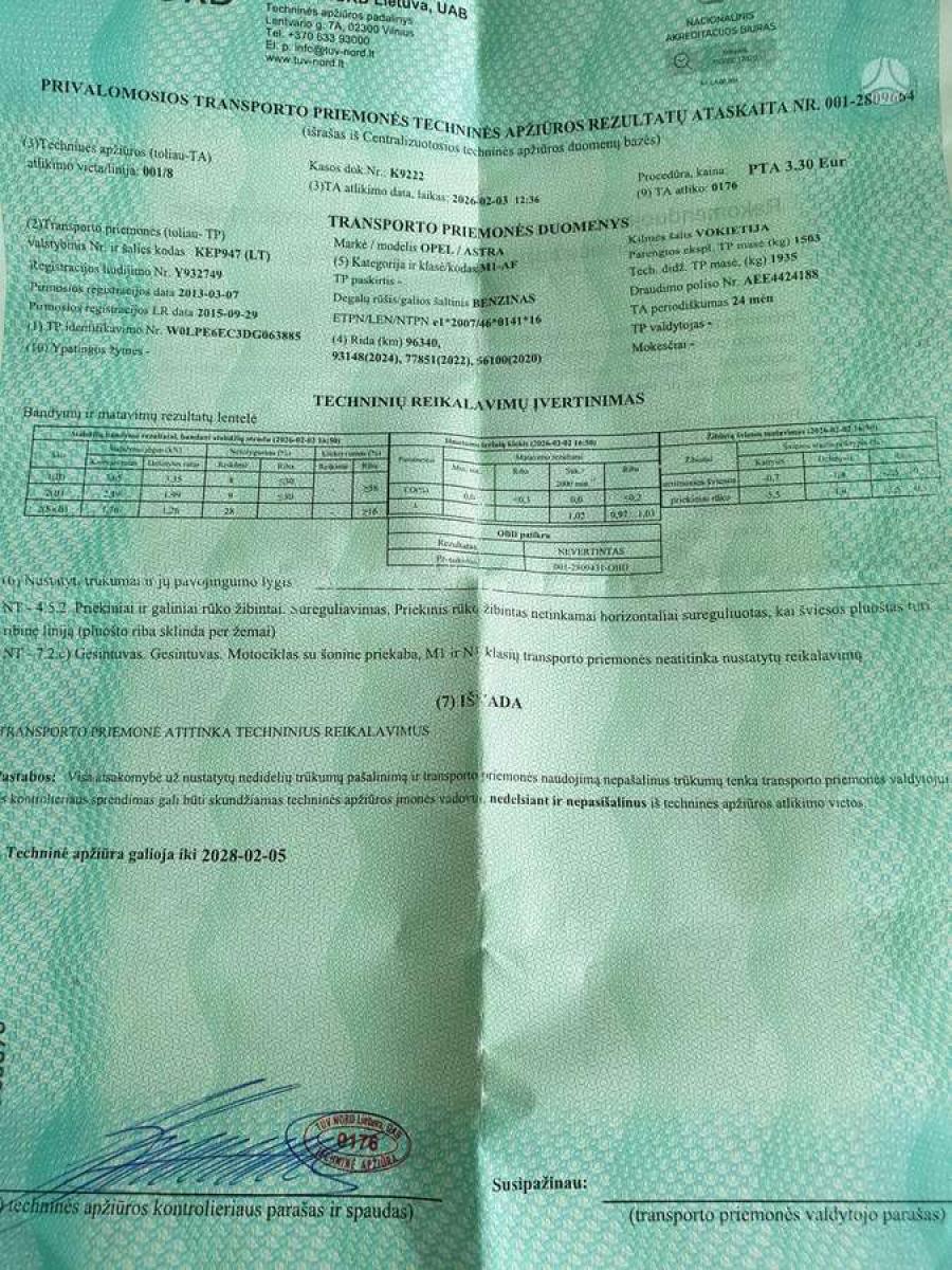 Серый Опель Астра 2013 в Вильнюс, объемом двигателя 1.36 л и пробегом 97 тыс. км за 2600 €, фото 14 на AUTOMOTO.COM.LV