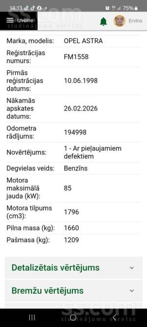 Pelēks Opel Astra 1998 Alūksne, ar dzinēja tilpumu 1.80 L un nobraukumu 200 tūkst. km par 500 €, foto 8 vietnē AUTOMOTO.COM.LV