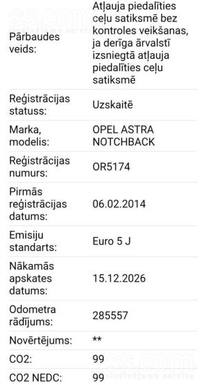 Серый Опель Астра 2014 в Рига, объемом двигателя 1.70 л и пробегом 285 тыс. км за 4650 €, фото 17 на AUTOMOTO.COM.LV