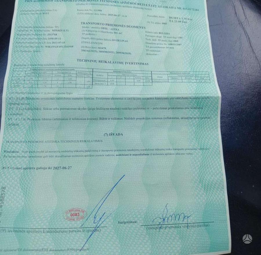 Pelēks Opel Astra 2002 Šalčininkai, ar dzinēja tilpumu 2.00 L un nobraukumu 360 tūkst. km par 500 €, foto 10 vietnē AUTOMOTO.COM.LV