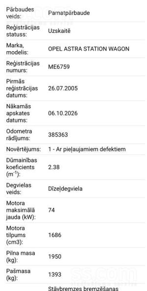 Pelēks Opel Astra 2005 Rīga, ar dzinēja tilpumu 1.70 L un nobraukumu 394 tūkst. km par 1290 €, foto 15 vietnē AUTOMOTO.COM.LV