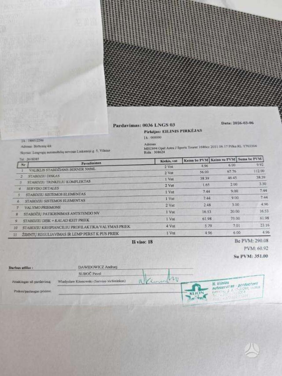 Серый Опель Астра 2011 в Вильнюс, объемом двигателя 1.69 л и пробегом 311 тыс. км за 2650 €, фото 23 на AUTOMOTO.COM.LV