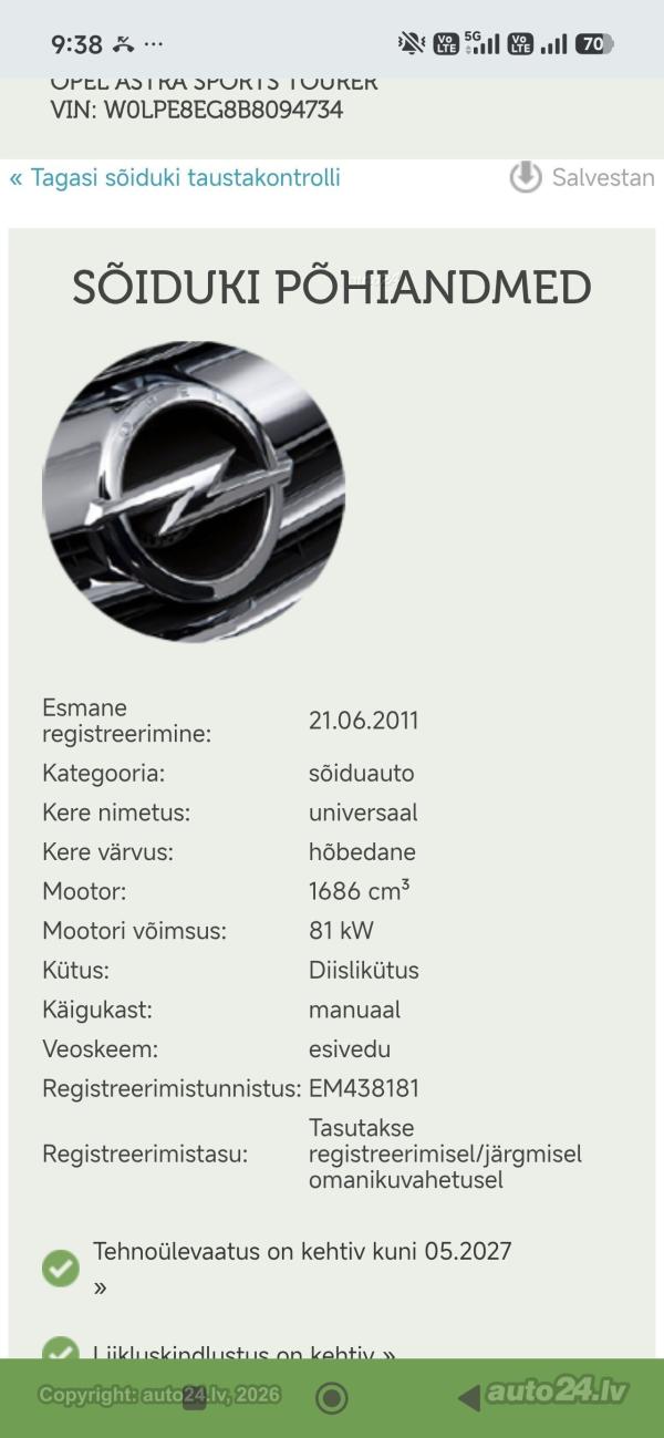 Опель Астра 2011 в Тарту на AUTOMOTO.COM.LV Серый Опель Астра 2011 в Тарту, объемом двигателя 1.70 л и пробегом 238 тыс. км за 1999 €, фото 10 на AUTOMOTO.COM.LV