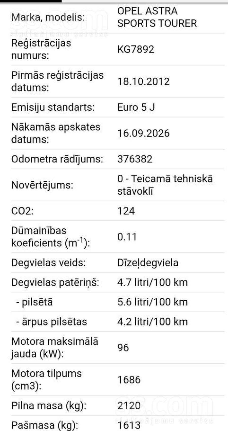 Серый Опель Астра 2012 в Салдус, объемом двигателя 1.60 л и пробегом 383 тыс. км за 2200 €, фото 10 на AUTOMOTO.COM.LV