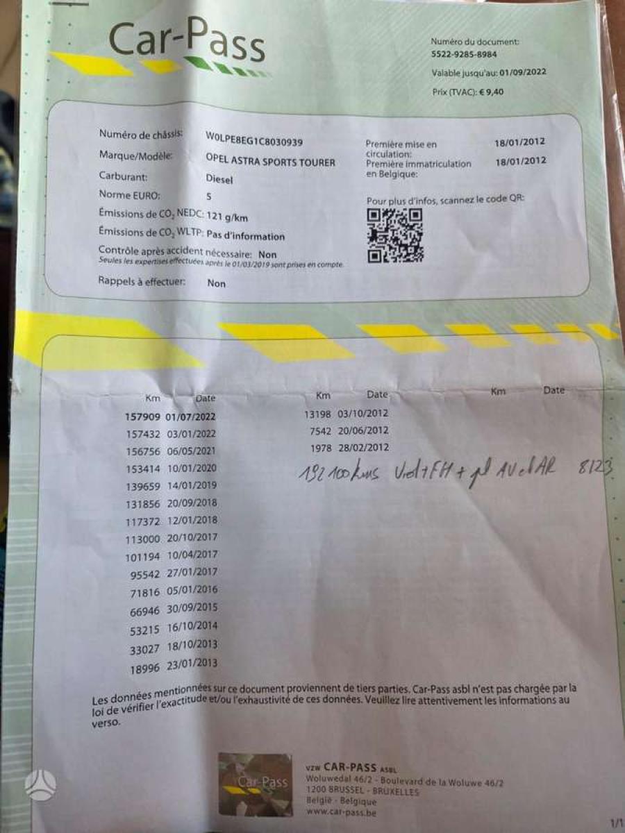 Серый Опель Астра 2012 в Укмерге, объемом двигателя 1.69 л и пробегом 251 тыс. км за 2350 €, фото 20 на AUTOMOTO.COM.LV