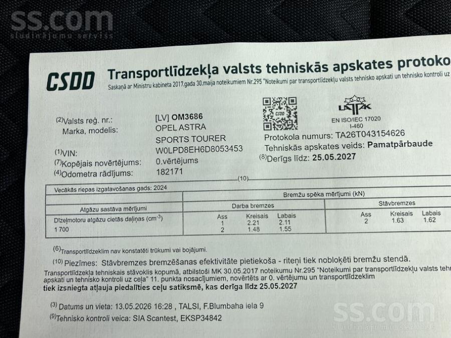 Grey Opel Astra 2013 in Talsi, with an engine capacity of 1.70 L and mileage of 182 thousand km for 5600 €, photo 19 on AUTOMOTO.COM.LV