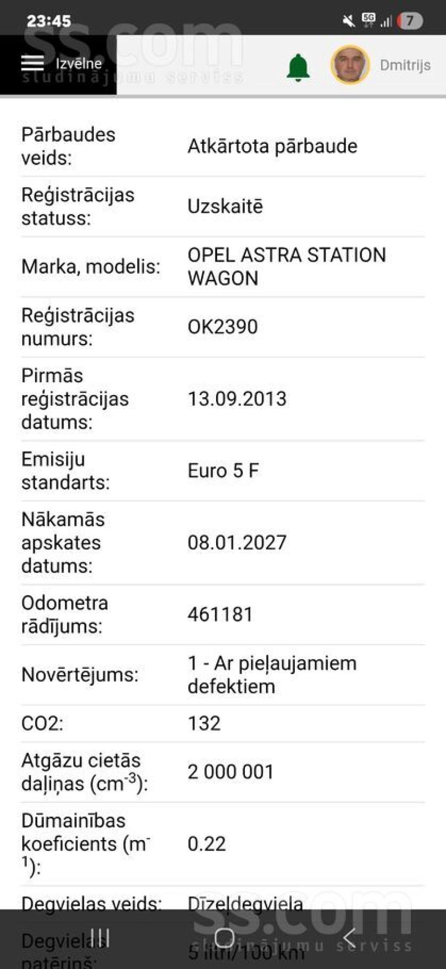 Grey Opel Astra 2013 in Riga, with an engine capacity of 1.70 L and mileage of 463 thousand km for 1800 €, photo 12 on AUTOMOTO.COM.LV