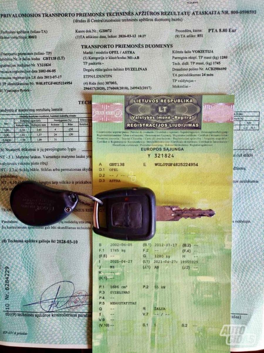 Opel Astra 2002 Bliūdžiai, ar dzinēja tilpumu 1.70 L un nobraukumu 307 tūkst. km par 1030 €, foto 5 vietnē AUTOMOTO.COM.LV