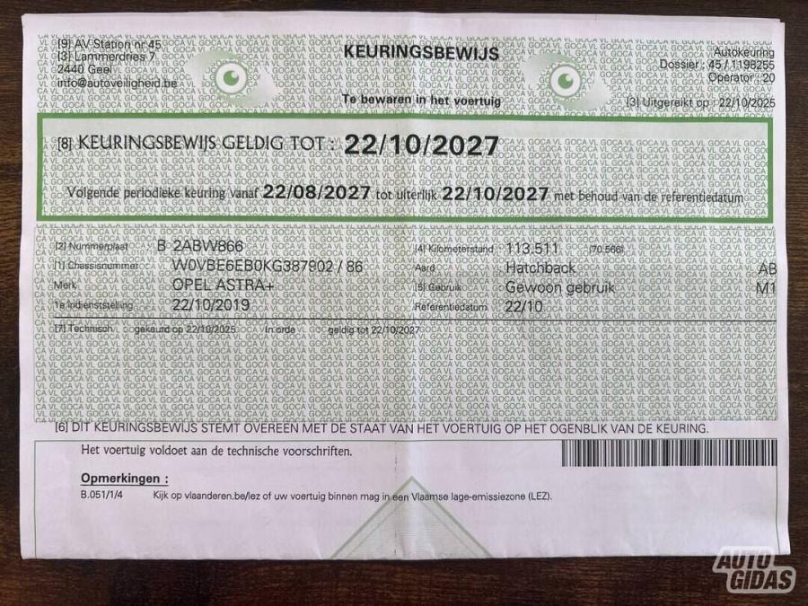 Opel Astra 2019 Šauļi, ar dzinēja tilpumu 1.40 L un nobraukumu 124 tūkst. km par 7950 €, foto 25 vietnē AUTOMOTO.COM.LV