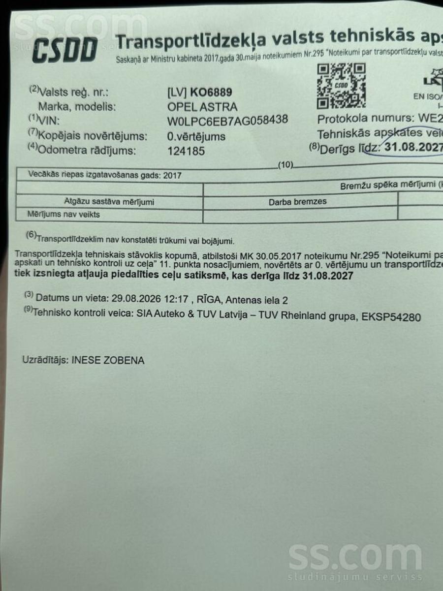 Красный Опель Астра 2010 в Рига, объемом двигателя 1.40 л и пробегом 124 тыс. км за 2500 €, фото 5 на AUTOMOTO.COM.LV