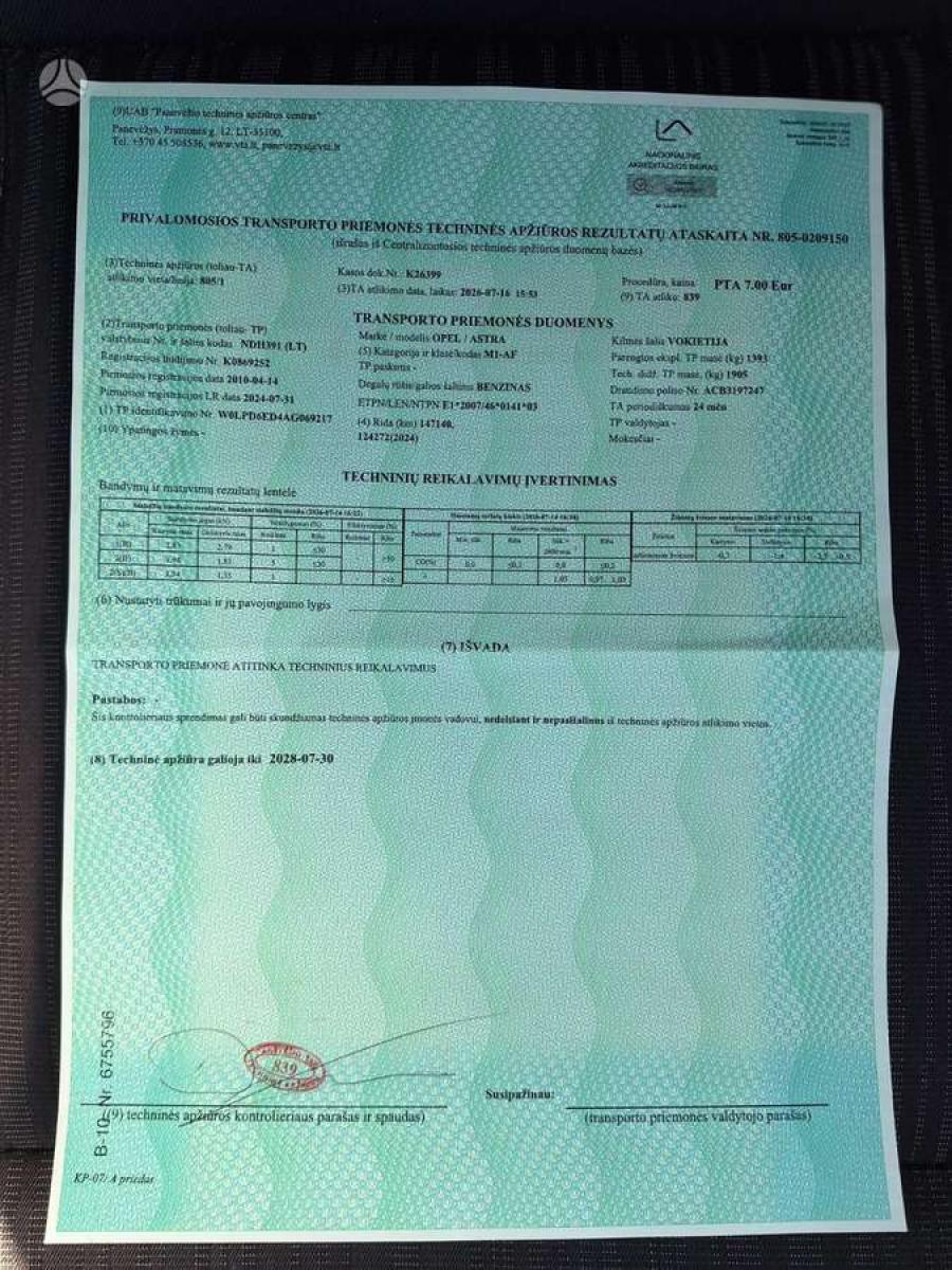 Красный Опель Астра 2010 в Паневежис, объемом двигателя 1.60 л и пробегом 152 тыс. км за 2700 €, фото 11 на AUTOMOTO.COM.LV