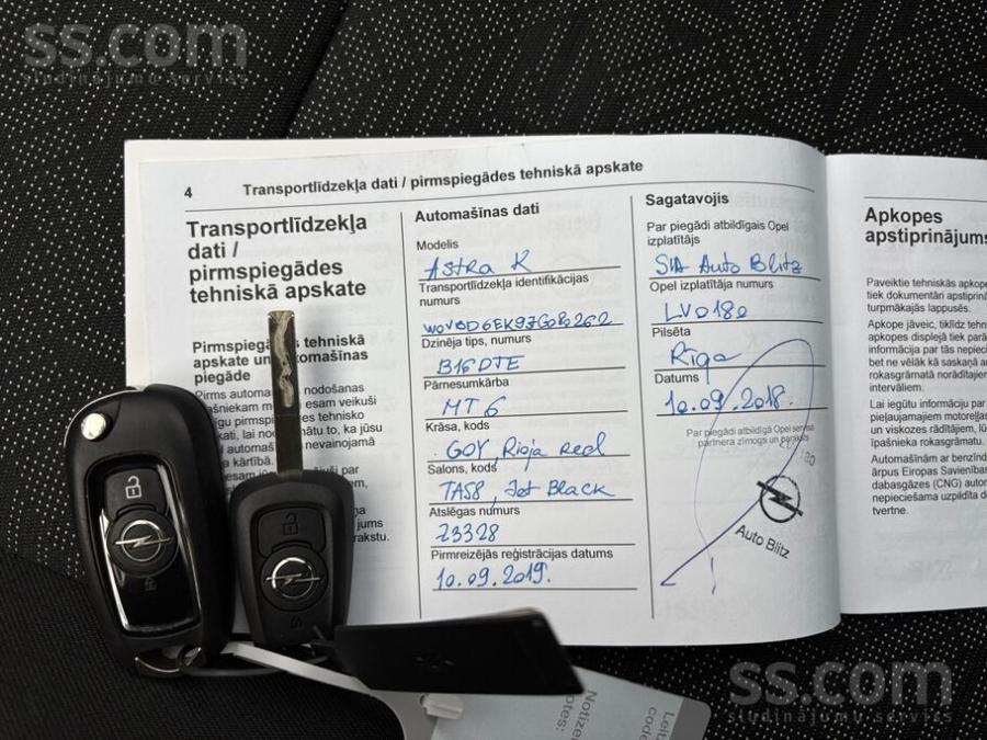 Красный Опель Астра 2018 в Рига, объемом двигателя 1.60 л и пробегом 65 тыс. км за 8500 €, фото 26 на AUTOMOTO.COM.LV