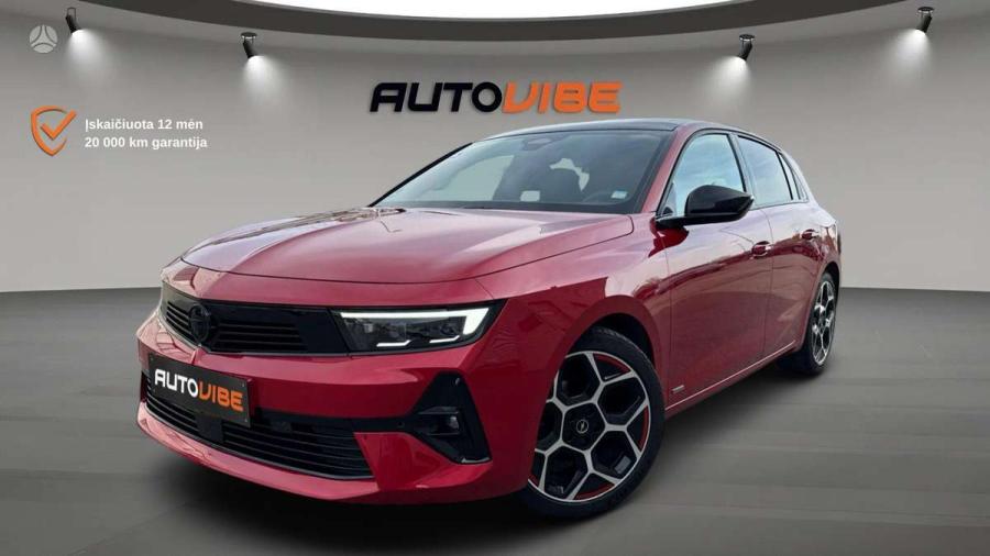 Red Opel Astra 2023 in Vilnius, with an engine capacity of 1.20 L and mileage of 74 thousand km for 16989 €, photo 1 on AUTOMOTO.COM.LV