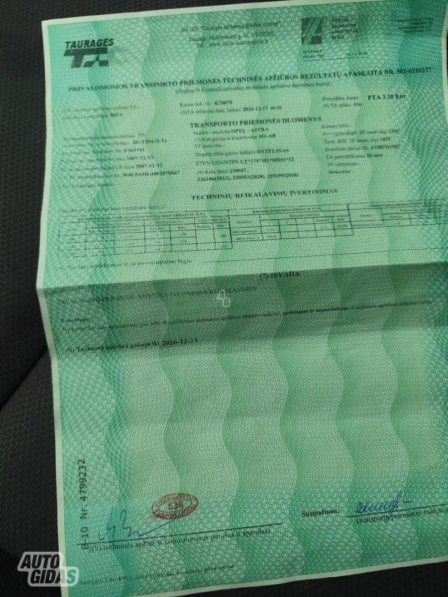 Опель Астра 2007 в Мажейкяй, объемом двигателя 1.70 л и пробегом 236 тыс. км за 680 €, фото 7 на AUTOMOTO.COM.LV