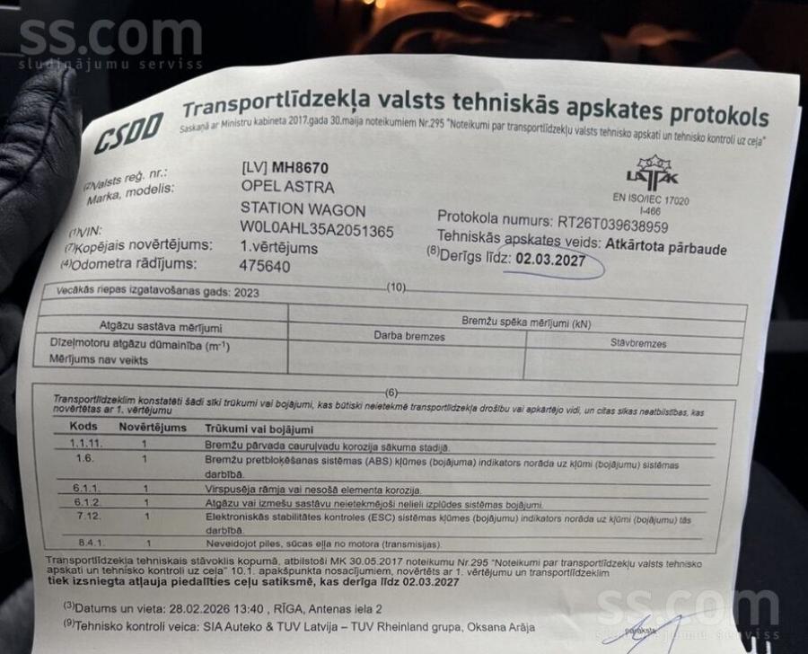 Опель Астра 2010 в Рига, объемом двигателя 1.60 л и пробегом 476 тыс. км за 1000 €, фото 5 на AUTOMOTO.COM.LV