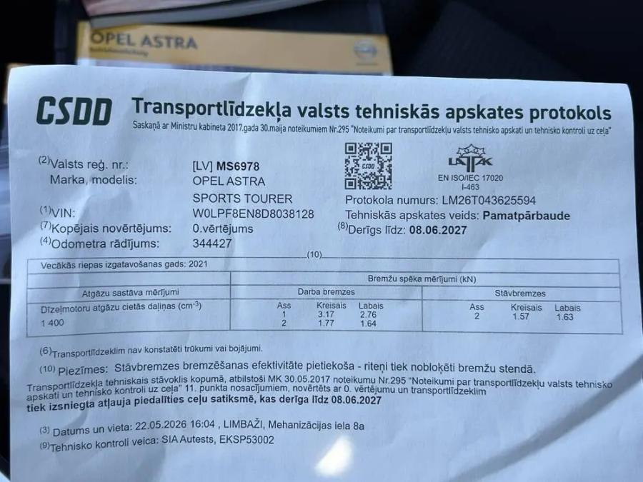 Opel Astra 2013 in Riga, with an engine capacity of 2.00 L and mileage of 344 thousand km for 3350 €, photo 25 on AUTOMOTO.COM.LV