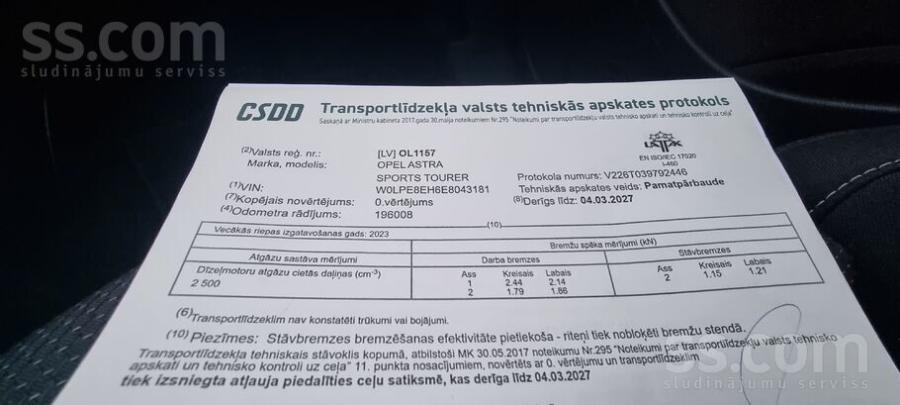 Опель Астра 2014 в Валмиера, объемом двигателя 1.70 л и пробегом 196 тыс. км за 4950 €, фото 24 на AUTOMOTO.COM.LV