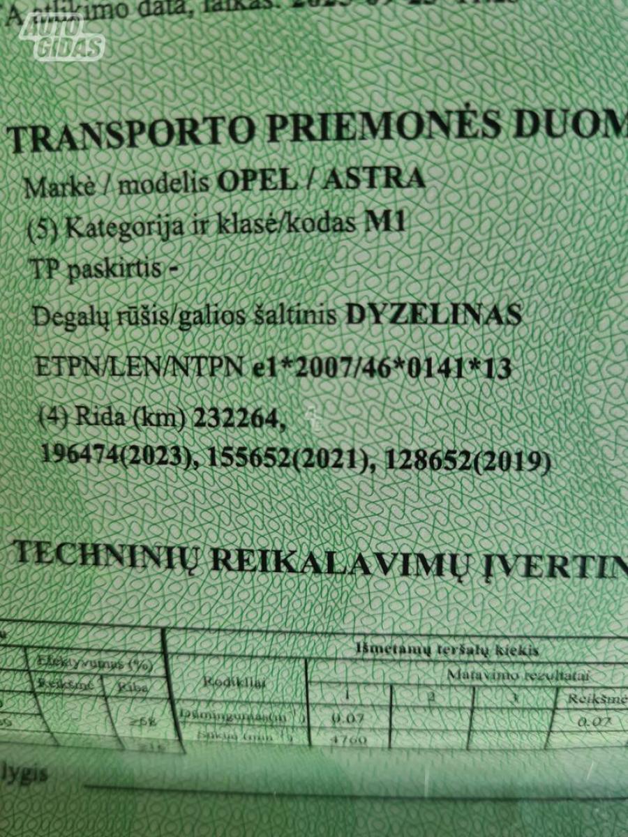 Белый Опель Астра 2012 в Паневежис, объемом двигателя 1.70 л и пробегом 252 тыс. км за 2350 €, фото 14 на AUTOMOTO.COM.LV